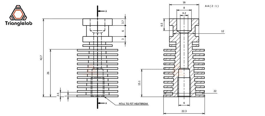 Trianglelab V6 chladič (heatsink) :: Hotend.cz